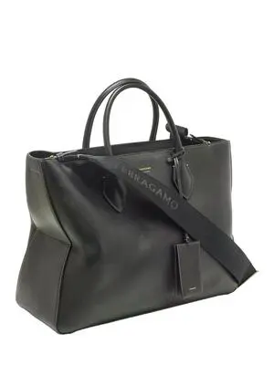 FERRAGAMO Large Leather Tote Bag - Black