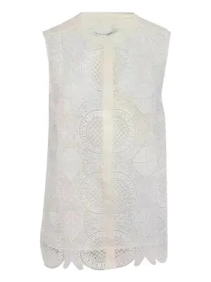 Diane Von Furstenberg Lace Sleeveless Top - White