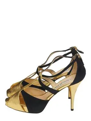 Oscar De La Renta Leather Stiletto Sandals - Gold