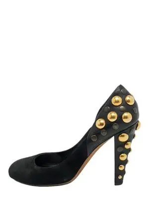Gucci Studded Suede Pumps - Black
