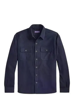 Ralph Lauren Purple Label Herringbone Buttoned Shirt - Blue