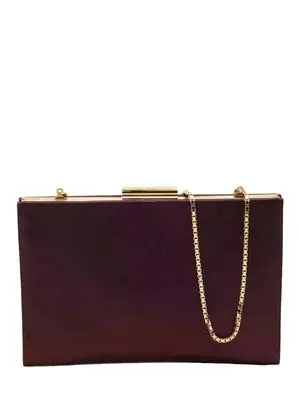 FERRAGAMO Frame Satin Clutch - Purple