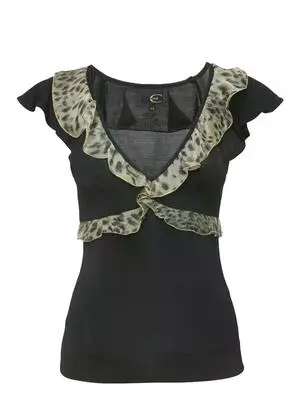 Just Cavalli Animal-print Frills Top - Black