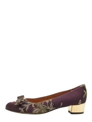 FERRAGAMO Brocade Bow-embellishment Pumps - Purple
