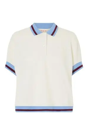 Marni Embroidered Striped Cotton-piqué Polo Shirt - Off-white