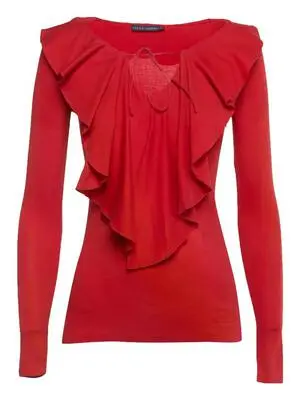 Polo Ralph Lauren Ruffled Long-sleeves Top - Red