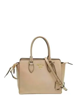 Prada 2way Leather Tote Bag - Neutrals