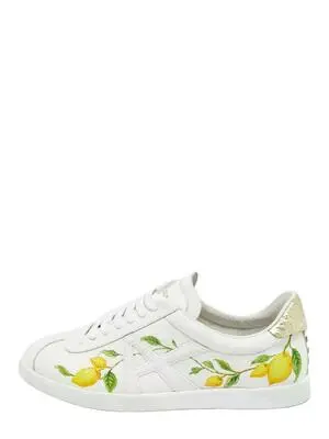 AQUAZZURA Snakeskin Embossed Leather Sneakers - White