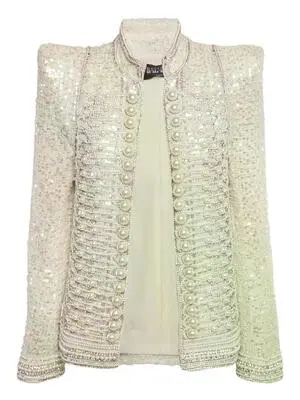 Balmain Embellished Tweed Jacket - Neutrals