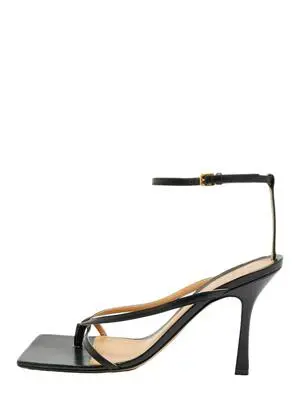 Bottega Veneta Square-toe High Heel Sandals - Black