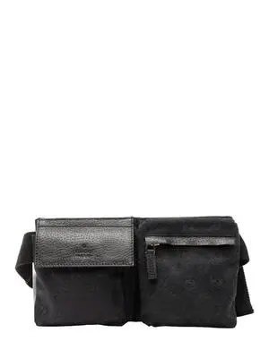 Gucci Gg Canvas Double Pocket Belt Bag - Black