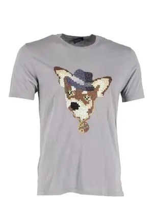 LANVIN Dog-embroidered T-shirt - Grey