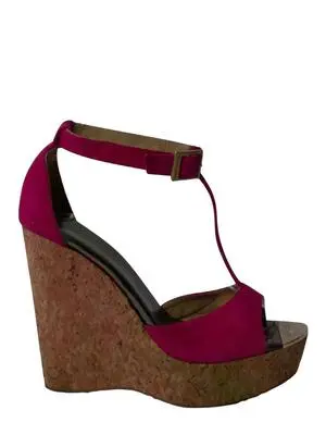 JIMMY CHOO T-bar Open-toe Wedge Sandals - Pink