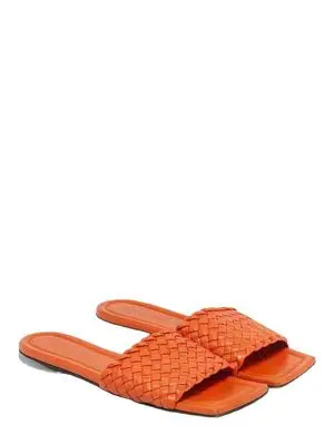 Bottega Veneta Intrecciato Flat Sandals - Orange