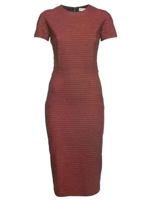 Victoria Beckham Jacquard Sheath Midi Dress - Red