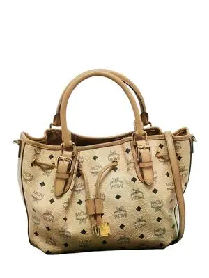 Mcm Visetos Leather Tote Bag - Neutrals