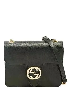 Gucci Interlocking G Chain Shoulder Bag - Black