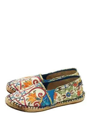 Dolce & Gabbana Majolica-print Canvas Espadrilles - White