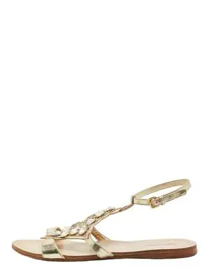 Miu Miu Foil Crystal Sandals - Gold