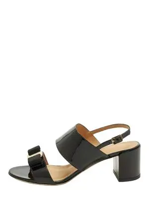 FERRAGAMO Bow-detail Leather Sandals - Black