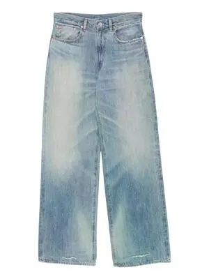 Denimist Frayed Cotton Straight Leg Jeans - Blue