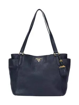 Prada Pebble-grain Tote Bag - Black
