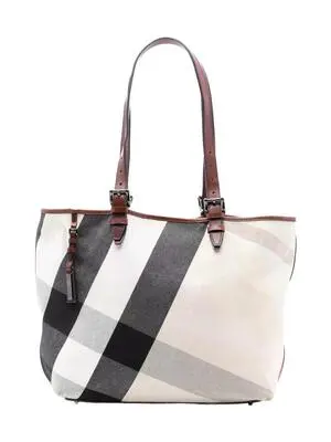 Burberry Mega Check Canvas Tote Bag - Brown