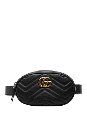 Gucci Gg Marmont Matelasse Leather Belt Bag - Black
