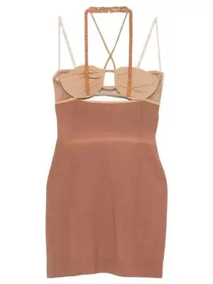 NENSI DOJAKA Draped Double Bra Mini Dress - Neutrals
