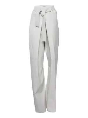 FERRAGAMO Leather Elasticated-waist Trousers - Grey