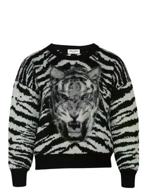 Saint Laurent Tiger Intarsia Sweater - Black