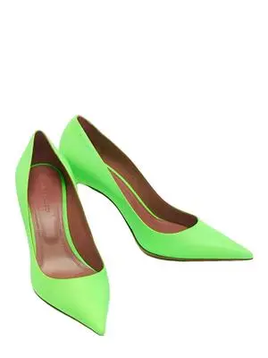 Amina Muaddi Leather Pointed Pumps - Green