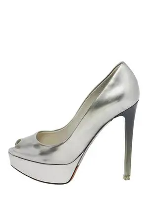 Dior Miss Peep-toe Leather Pumps - Silver