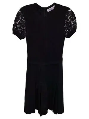 Valentino Garavani Lace-trimmed Puff-sleeved Dress - Black