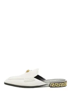 Versace Leather Emblem Sandals - White