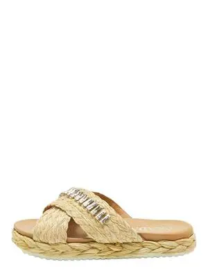 Prada Raffia Crystal-embellished Espadrilles - Neutrals