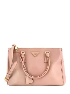Prada Double Zip Lux Saffiano Leather Medium Tote - Neutrals