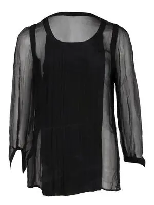 Miu Miu Long-sleeved Sheer Top - Black
