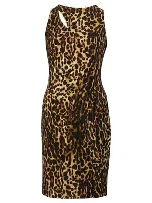 Ralph Lauren Leopard-print Keyhole Midi Dress - Brown