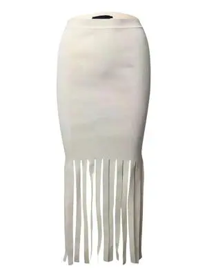 ALEXANDER WANG Fringed-hem Midi Skirt - White
