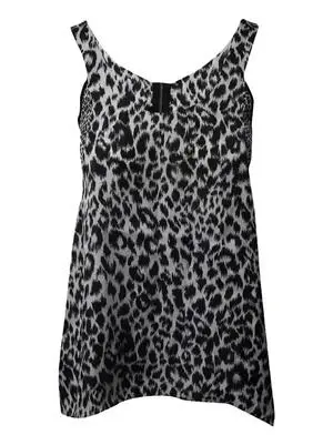 Sandro Animal-print Scoop Neck Top - Black
