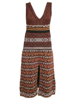 Missoni Lurex Knit V-neck Midi Dress - Orange