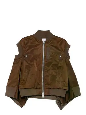 Sacai Cut-out Zipped Bomber Gilet - Brown