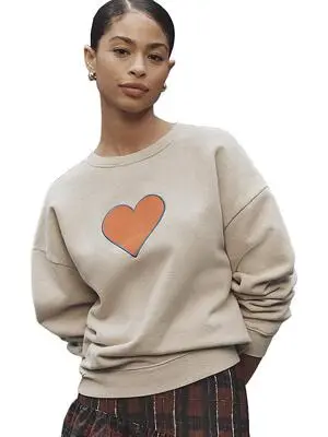 Kule The Oversized Heart Sweatshirt - Heather Grey