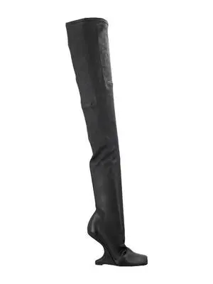 Rick Owens Luxor Cantilever Curved Heel Thigh High Boot - Black