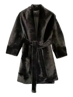 Nour Hammour Belted Coat - Grey