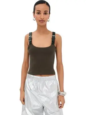 Monse Leather Strap Tank Top - Teak
