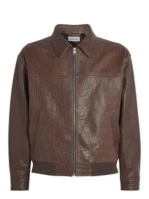 FRAME Leather Bomber Jacket - Brown