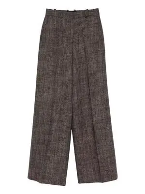 JOSEPH Herringbone Wide Leg Trousers - Brown
