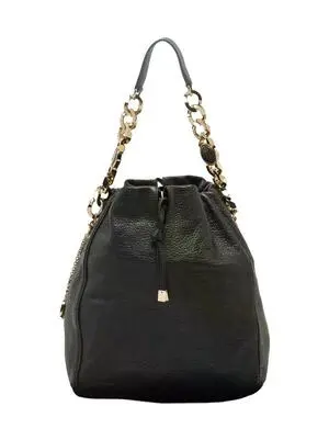BVLGARI Leather Drawstring Bucket Bag - Black